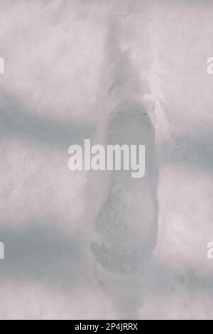 Foot marks in the snow in a garden Stock Photo - Alamy