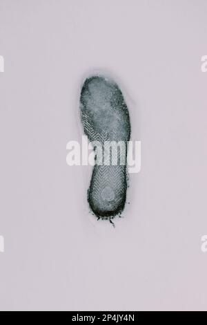 Foot marks in the snow in a garden Stock Photo - Alamy