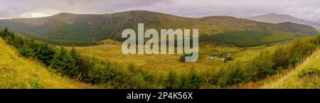 Panoramic view of the valley of Cwm Penamnen, in Snowdonia National ...