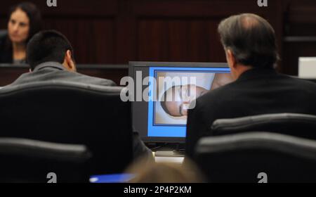 Michael Dunn, right, and his defense attorney Cory Strolla view a ...