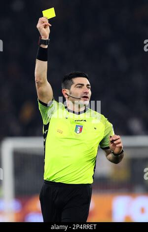 Fabio Maresca referee shows yellow card during the Italian championship ...