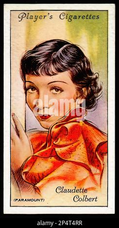 Portrait of Claudette Colbert - Vintage Cigarette Card Stock Photo - Alamy