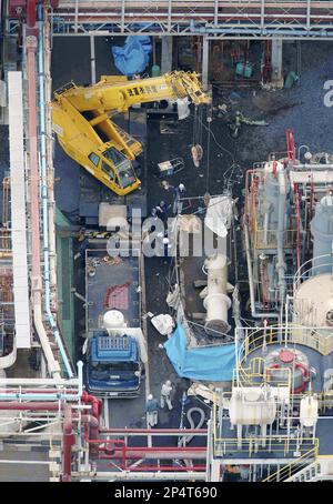 A picture shows an explosion at Mitsubishi Materials Corp. plant ...