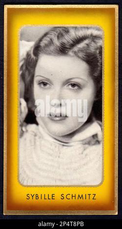 Portrait of Sybille Schmitz - Vintage German Cigarette Card Stock Photo ...