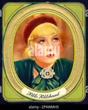 Portrait of Hilde Hildebrand - Vintage German Cigarette Card 01 Stock ...