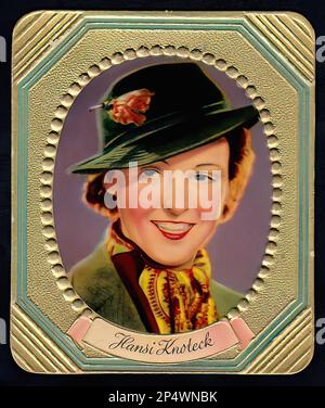 Portrait of actress Hansi Knoteck - Vintage Cigarette Card Stock Photo ...
