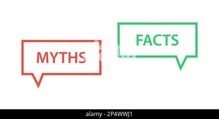 Myths vs facts icon. Truth and false, reality or true versus fiction or ...