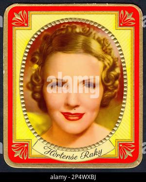 Portrait of Hortense Raky - Vintage German Cigarette Card Stock Photo ...