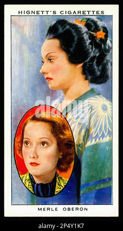 Portrait of Merle Oberon - Vintage Cigarette Card Stock Photo - Alamy