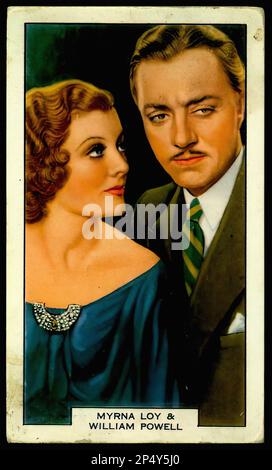 Portrait of William Powell & Myrna Loy - Vintage Cigarette Card Stock Photo - Alamy