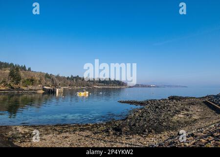 Fishing boat moored at Armadale, Sleat Peninsula, Isle of Skye ...