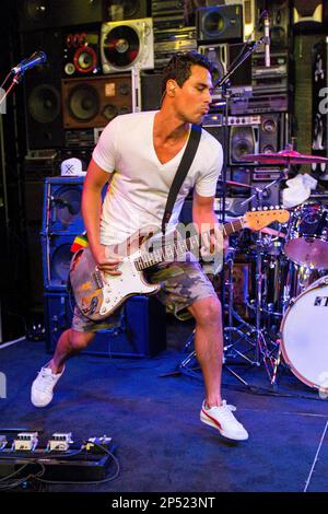 Vocalist/guitarist Kaleo Wassman of the band Pepper performs on stage ...