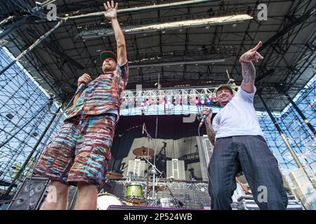Corey Scoffern (aka the grouch) of Grouch & Eligh performs on stage at ...