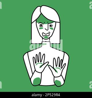 Female emotion of disgust color line illustration Stock Vector Image ...