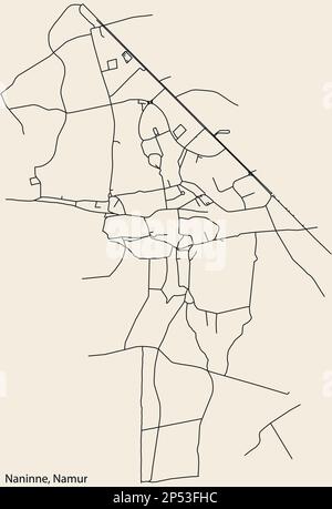 Street roads map of the NANINNE DISTRICT, NAMUR Stock Vector Image ...