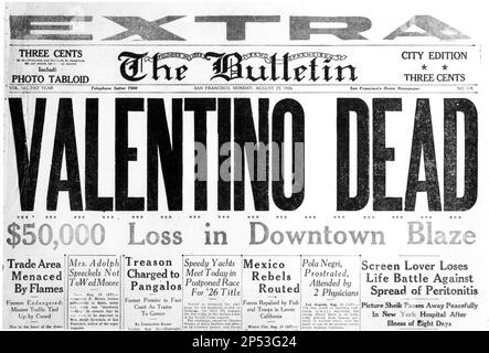 Newspaper Headline 1926 Stock Photo - Alamy