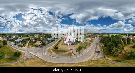 360° view of full hdri 360 panorama aerial view of neo gothic temple or ...