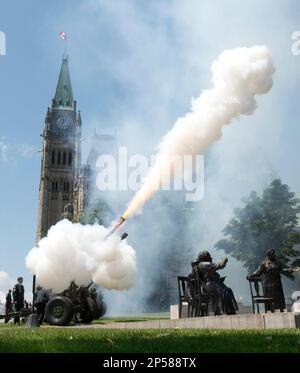 Members of the Royal Regiment of Canadian Artillery march from ...