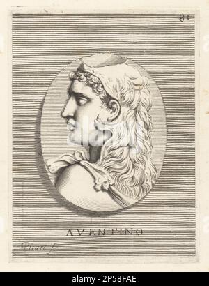 Aventinus, son of Roman hero Hercules and the priestess Rhea, mentioned ...