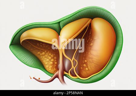 Anatomically accurate illustration of human pancreas isolated on white ...