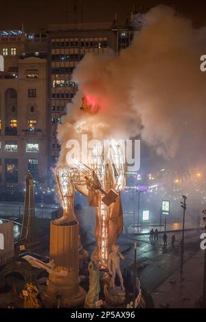 Crema, burning, Falla of Plaza del Ayuntamiento,Fallas festival ...