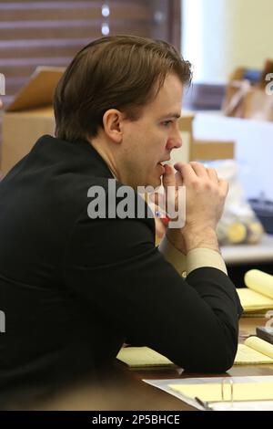 Brett T. Seacat listens to testimony from a witness during the the ...