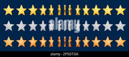 Silver, golden, bronze star rotate. Animated game sprite sheet of ...
