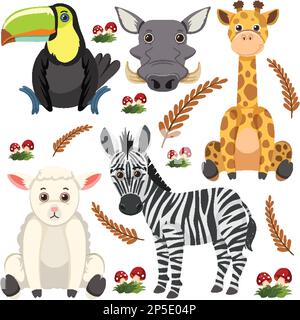 Set of mix animal farm character illustration Stock Vector Image & Art ...