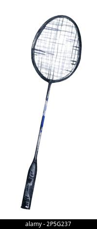 Badminton racket watercolor illustration. Hand drawn and isolated on a ...
