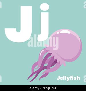 Flashcard letter J is for jellyfish illustration Stock Vector Image ...
