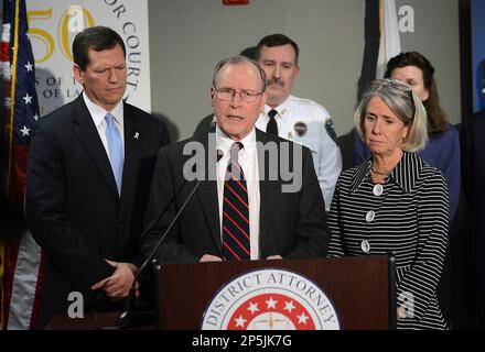 Middlesex District Attorney Gerry Leone talks to the media after John ...