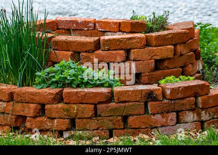 Brick circle for herbal garden Stock Photo - Alamy