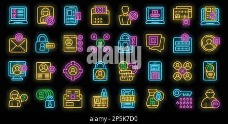 Account blocking icons set outline vector. Delete ban. Block atm color ...