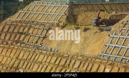 Aerial photo shows the Xunjiang River Grand Bridge of Pingnan-Cenxi ...