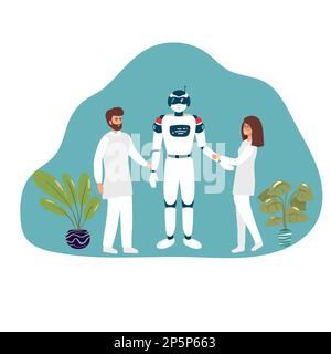 Cartoon Nano Tech Research Center for AI Creation. Scientists ...