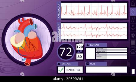 Interface of medical application cardiological diagnostic, illustration ...