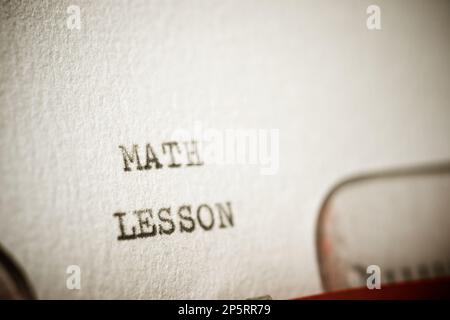 Math lesson text written with a typewriter Stock Photo - Alamy