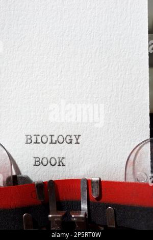 Biology book text written with a typewriter Stock Photo - Alamy