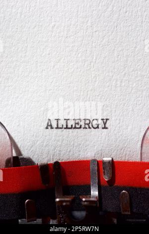 Allergy word written with a typewriter Stock Photo - Alamy