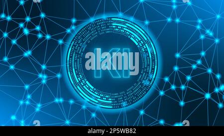 Artificial intelligence (in german Kuenstliche Intelligenz) KI lettering - abstract background ...