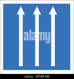 Road sign: Three-lane road section Stock Vector Image & Art - Alamy