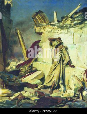 Cry of prophet Jeremiah on the Ruins of Jerusalem (on a Bible subject ...