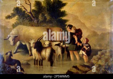 Crossing the Brook - George Paul Chalmers Stock Photo - Alamy