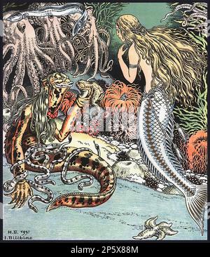 Bilibin Ivan - the Little Mermaid 3 - Russian School - 19th Century ...