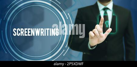 Conceptual caption Screenwriting. Concept meaning the art and craft of ...