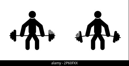 Cartoon sportsman stickman, stick figure man and weightlifting ...