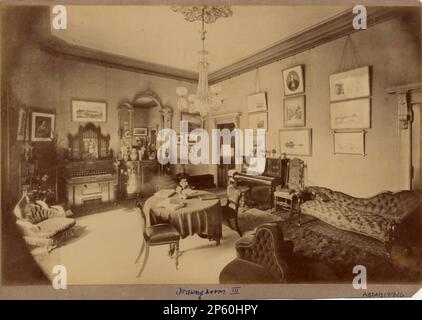 2 Views Queens Cross, Drawing Room, 1880s Stock Photo - Alamy