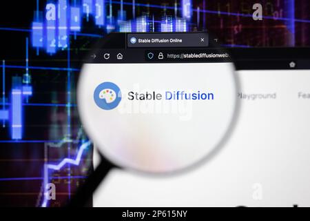 Stable Diffusion AI website on computer screen, an artificial intelligence program to generate ...