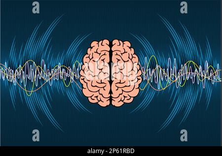 Human Brain Waves Diagram / Chart / Illustration in Black and White ...