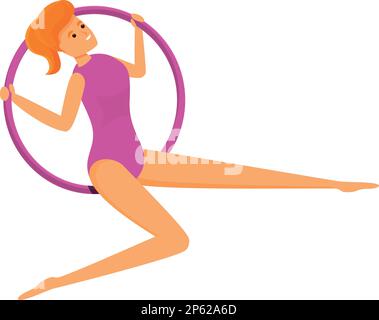 Sport ring girl icon cartoon vector. Performer hoop. Team catch. Sport ...